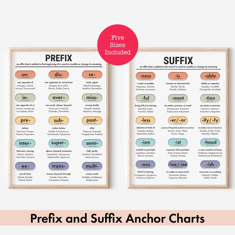 Suffixes Anchor Chart - Etsy