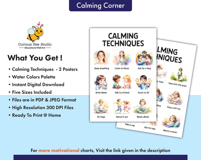 Calming Techniques Poster | Kids Coping Skills Chart | Calm Down ...