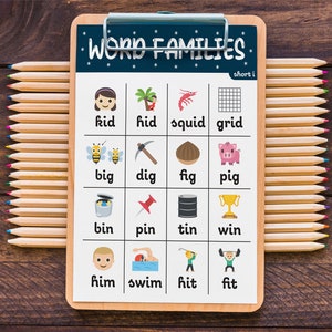 Set of 6 English Phonics Sound Anchor Charts, Word Families, Short ...
