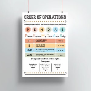 Order of Operations in Math, PEMDAS Poster, Maths Classroom Poster ...