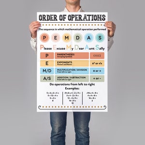 Order of Operations in Math, PEMDAS Poster, Maths Classroom Poster ...