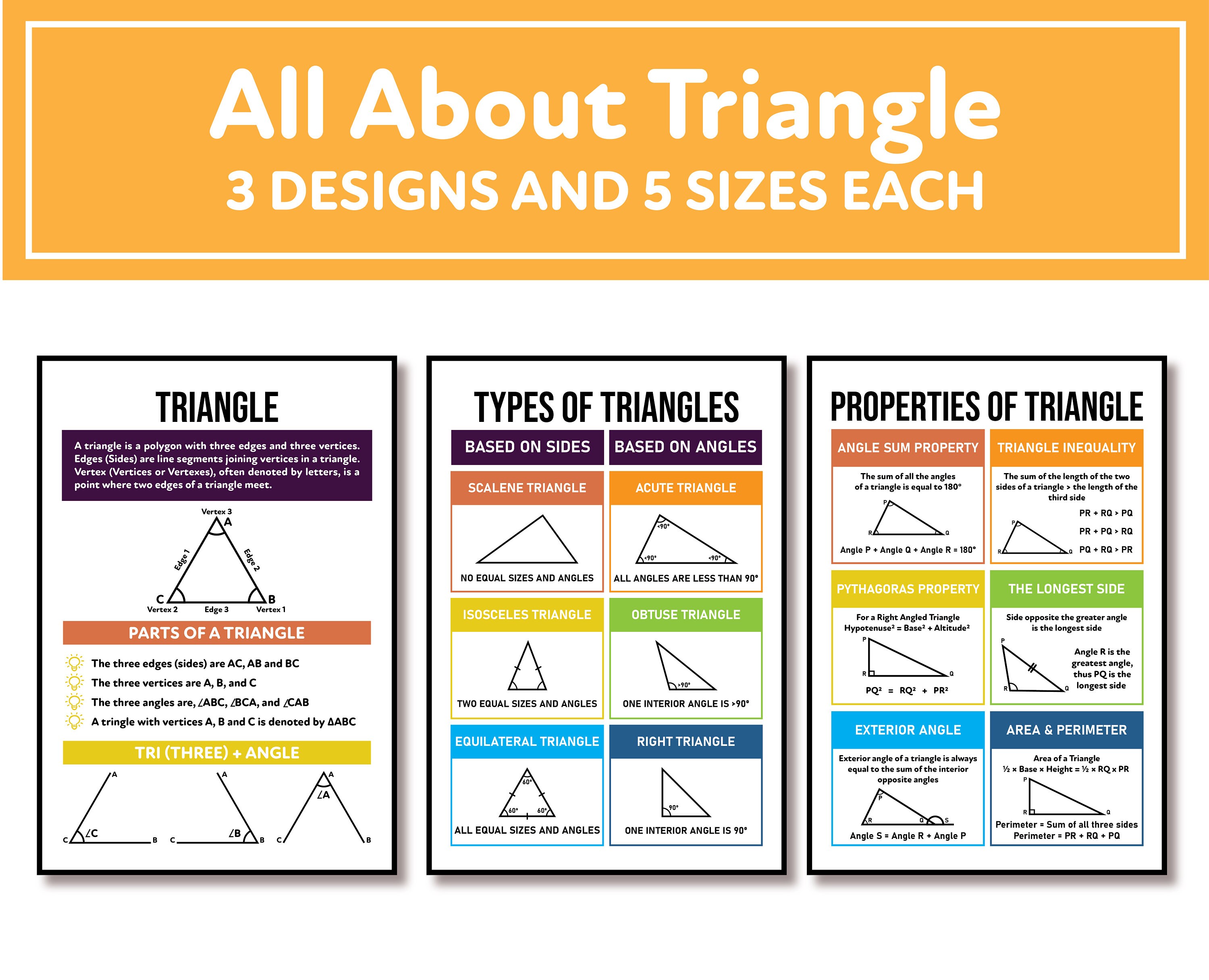 Trigonometry Posters Triangle, Types of Triangles and Properties of ...