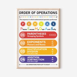 Maths Order of Operations and Maths Symbol Names – 2 Nos. | PEMDAS ...