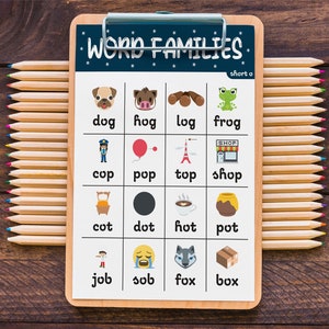 Set of 6 English Phonics Sound Anchor Charts, Word Families, Short ...