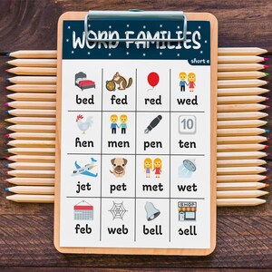 Set of 6 English Phonics Sound Anchor Charts, Word Families, Short ...