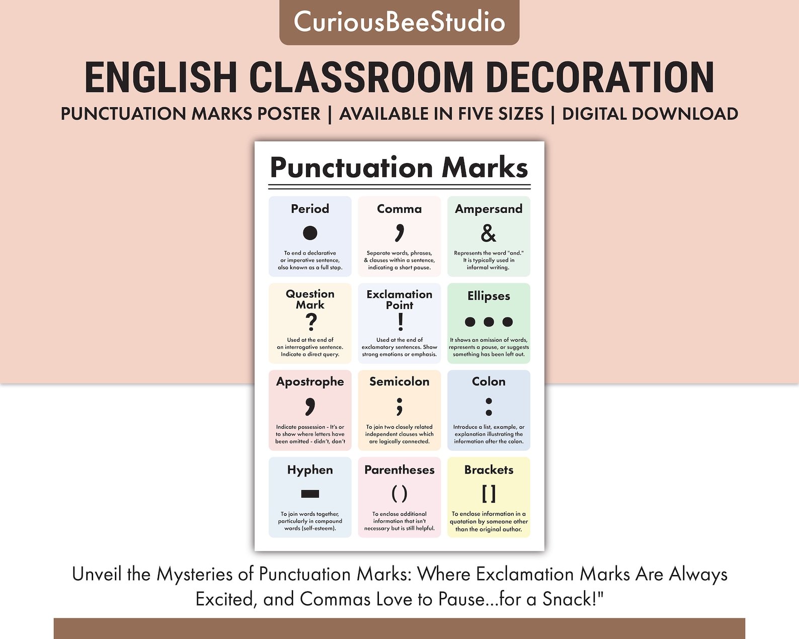Punctuation Marks Poster - Improve English Writing Skills, Homeschool ...
