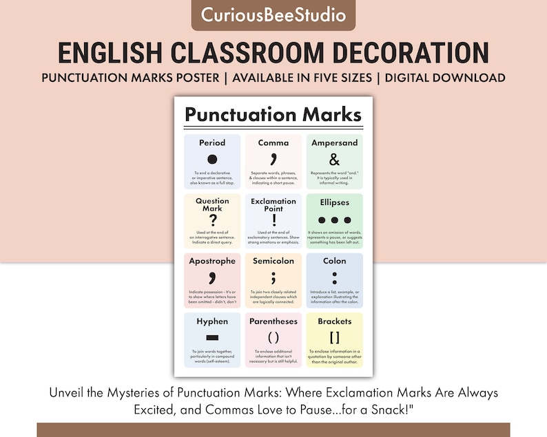 Punctuation Marks Poster - Improve English Writing Skills, Homeschool ...
