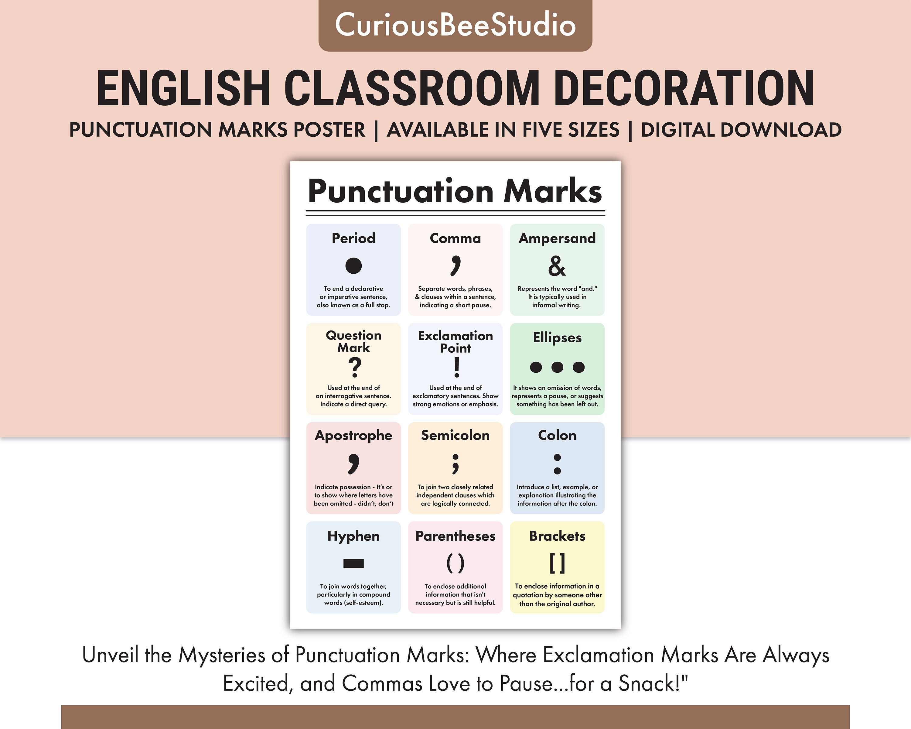 Punctuation Marks Poster - Improve English Writing Skills, Homeschool ...