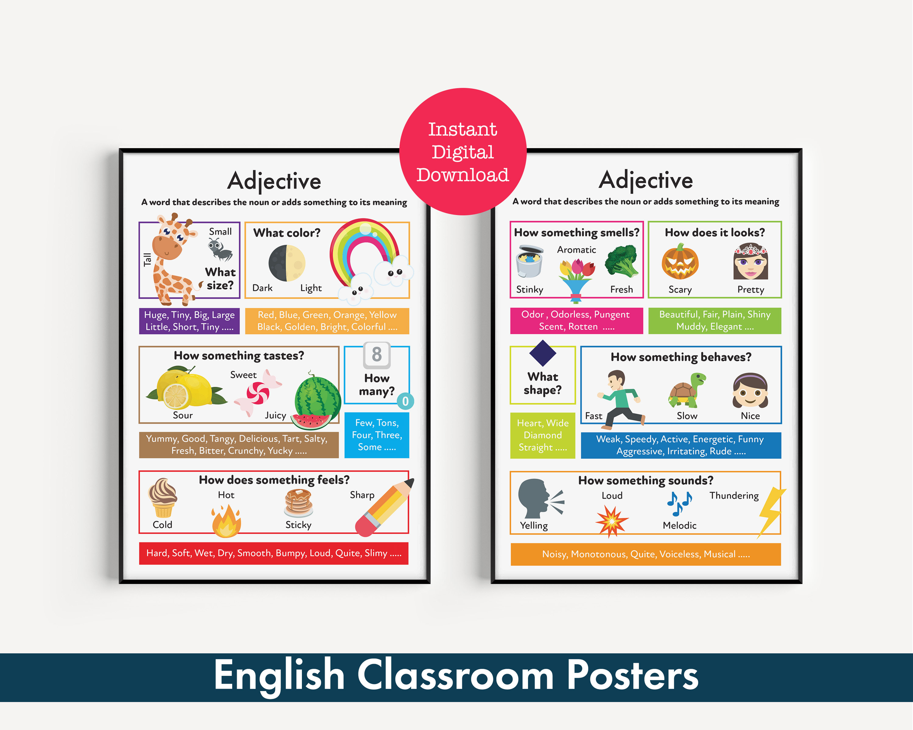 Adjective Anchor Charts for English Grammar: Learn Types of Adjectives ...
