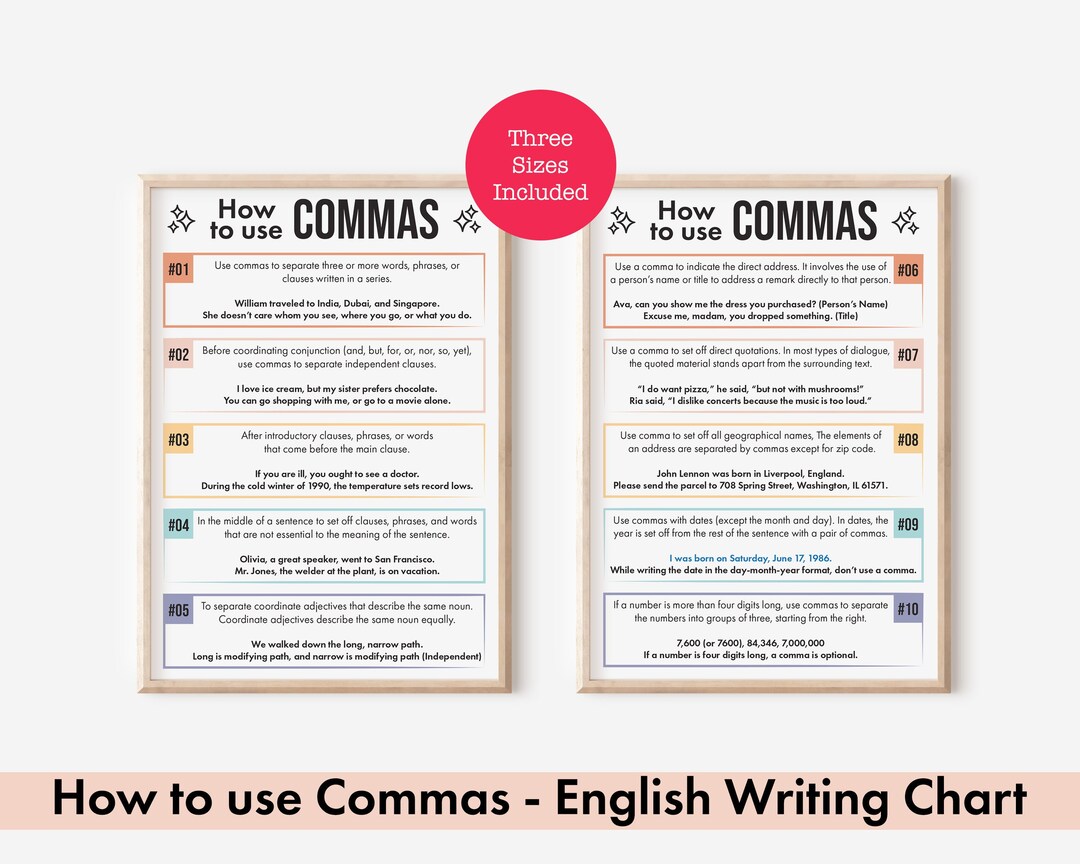 A Step-by-step Guide on How to Use Comma in English Grammar - Etsy