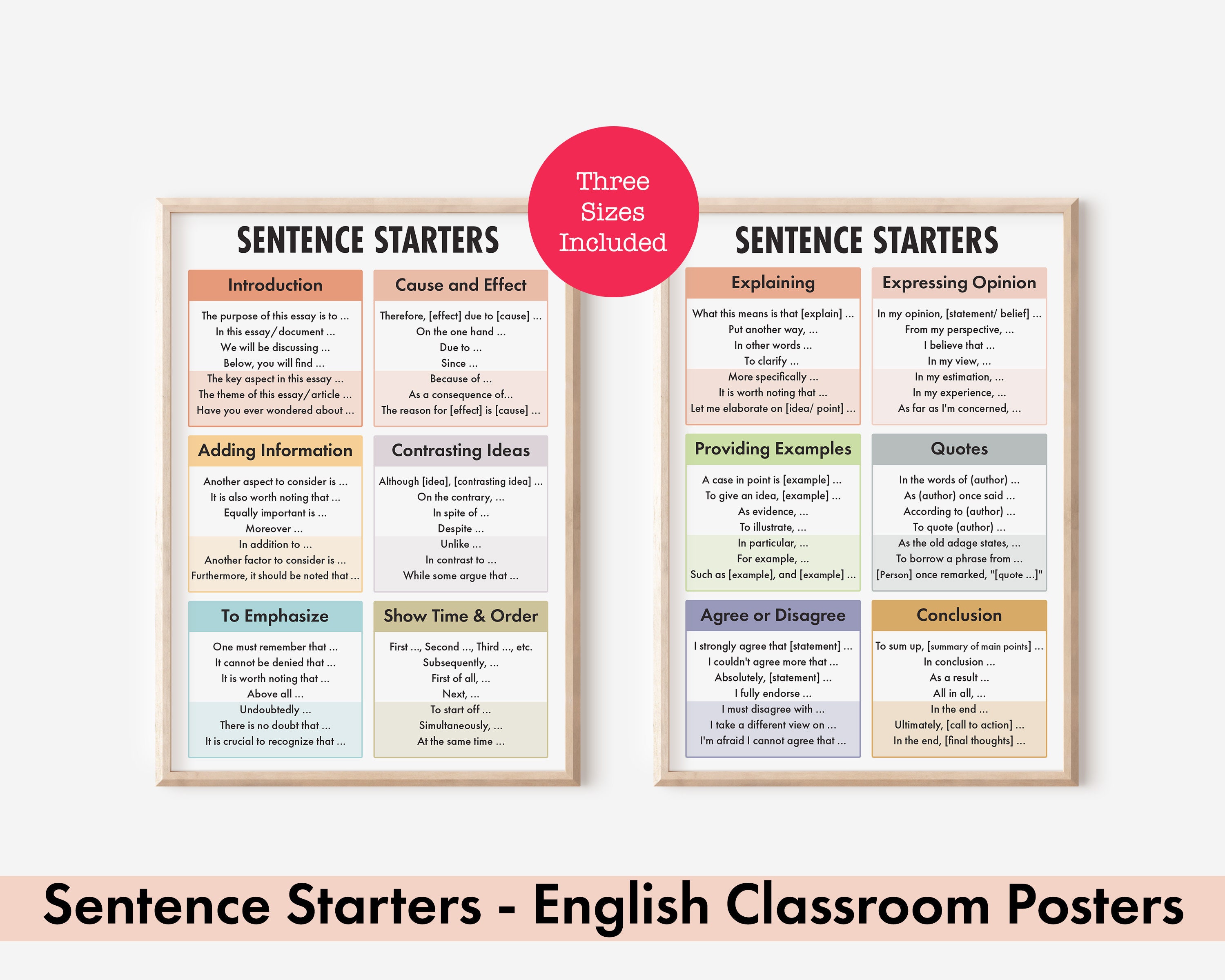 Sentence Starters Charts Improve Sentence Structure in - Etsy UK