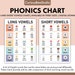 Long and Short Vowels Phonics Chart for Kids, Teaching Aid for English ...