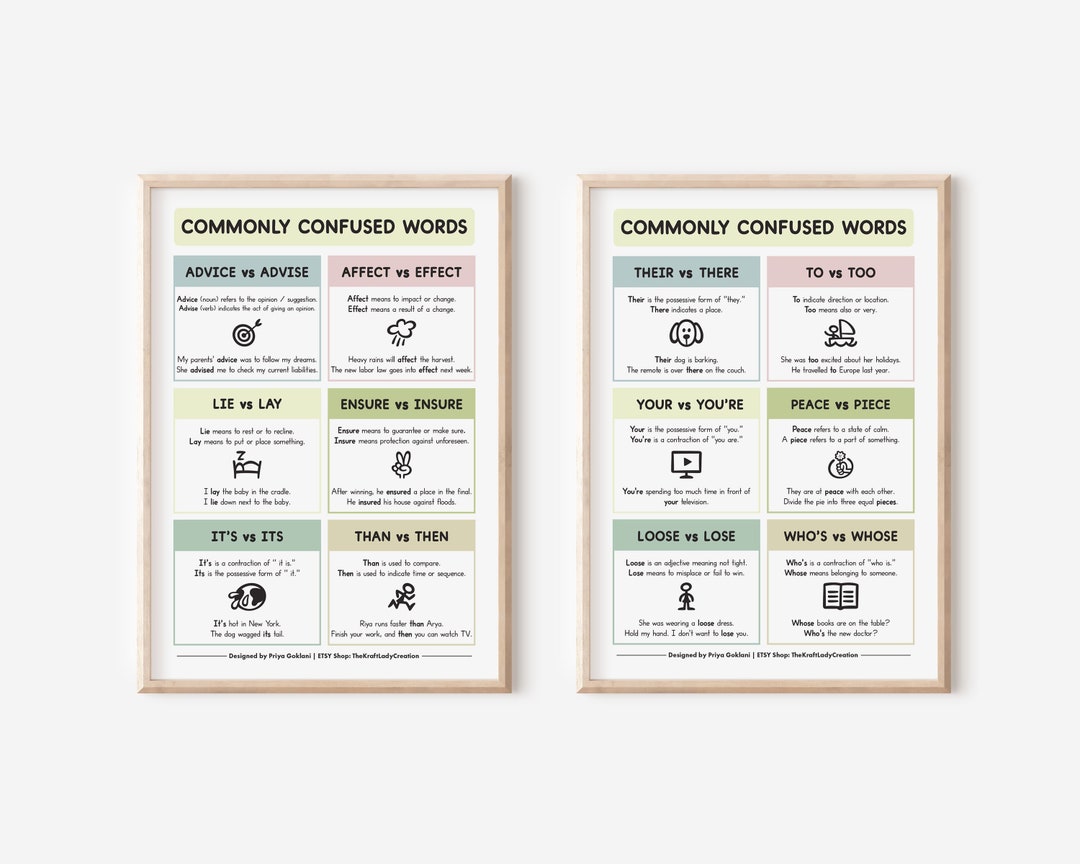 Commonly Confused Words (boho Theme), English Classroom Teaching ...