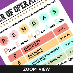 Order of Operations in Math, PEMDAS Poster, Maths Classroom Poster ...