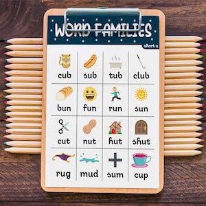 Set of 6 English Phonics Sound Anchor Charts, Word Families, Short ...