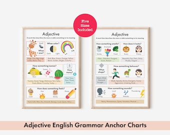 English Grammar Anchor Charts, Parts of Speech Noun, Pronoun, Adjective ...