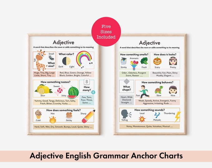 Noun, Verb and Adjective Charades - Etsy Canada