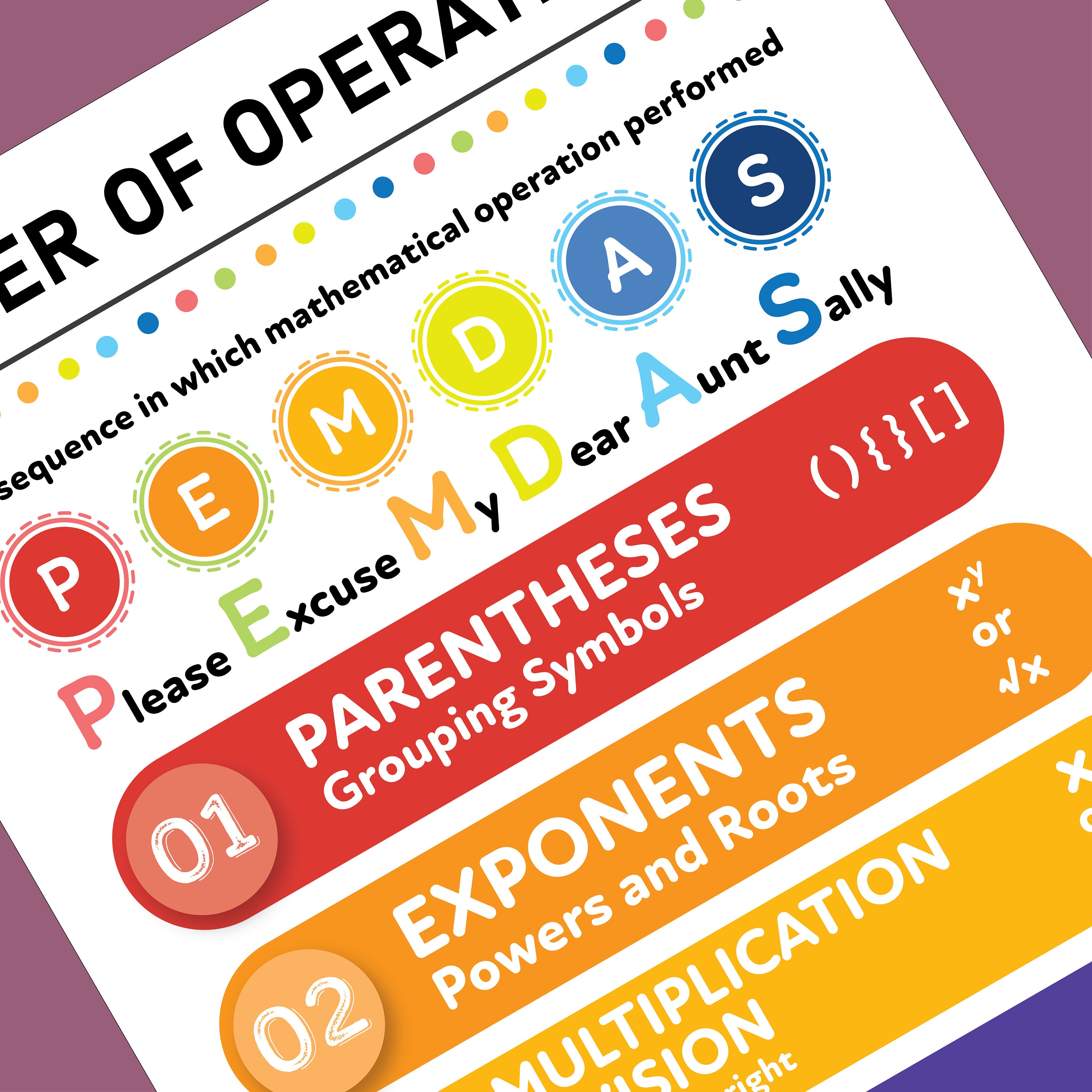 Maths Order of Operations and Maths Symbol Names – 2 Nos. | PEMDAS ...