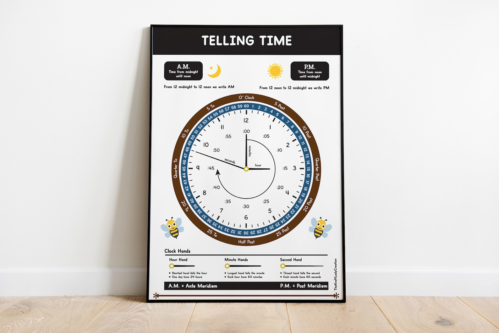 Learn to Tell Time Poster & Worksheets, Telling Time Poster, What Time ...