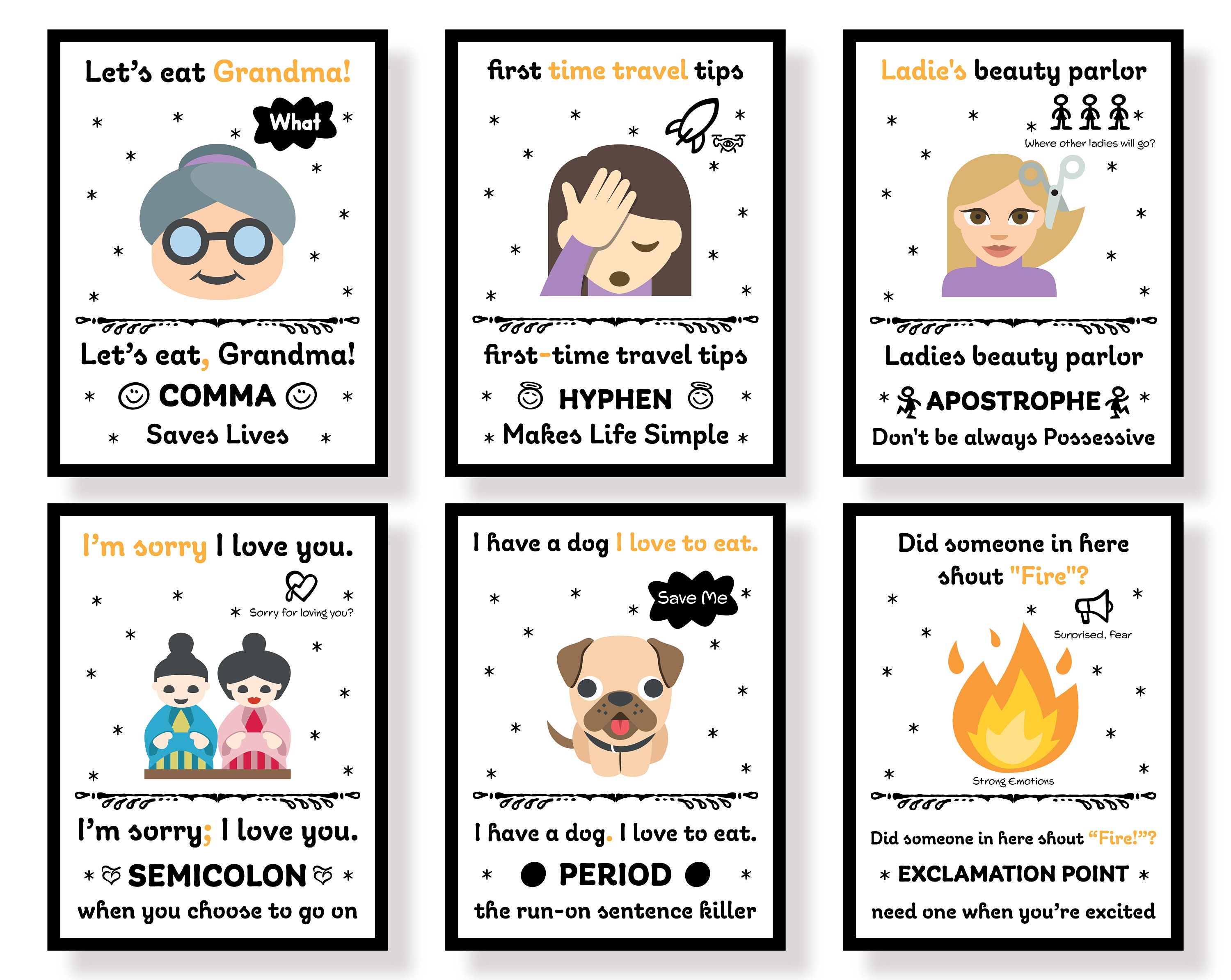 Punctuation Matters - Set of 6 English Grammar Punctuation Marks ...