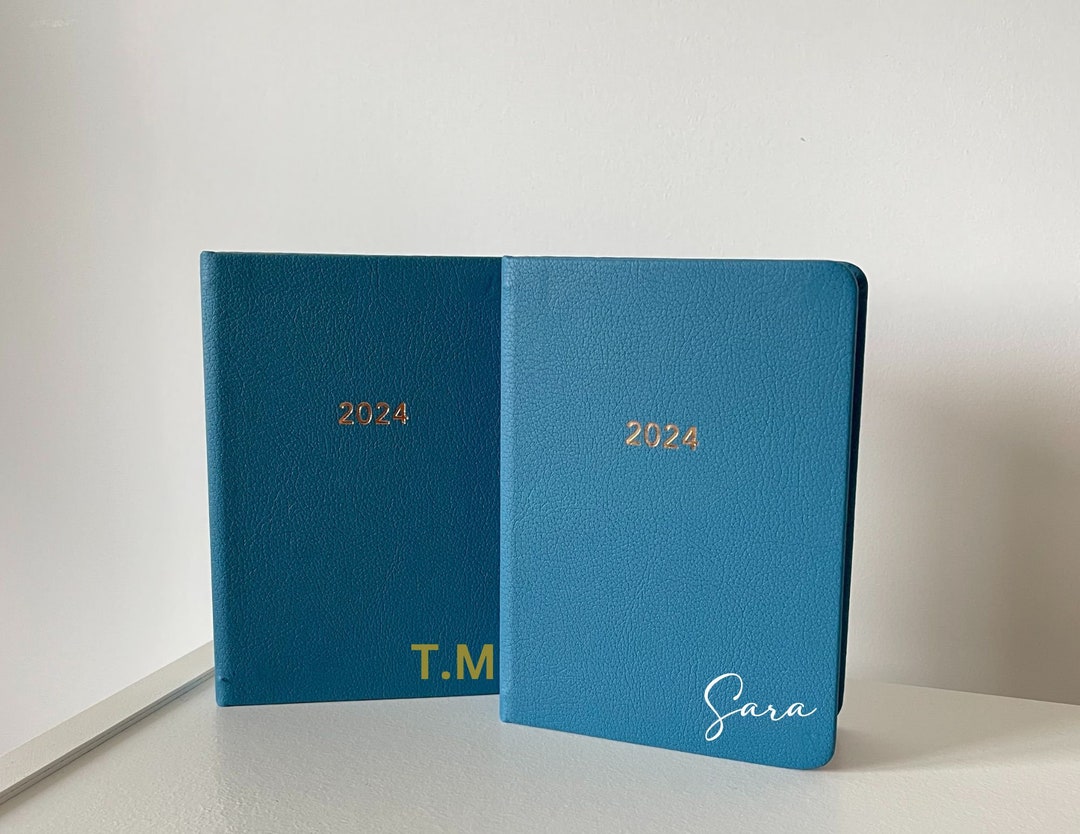 Personalised 2024 Diary, 2024 Diary, A6 2024 Diary, A6 Blue Leatherette ...