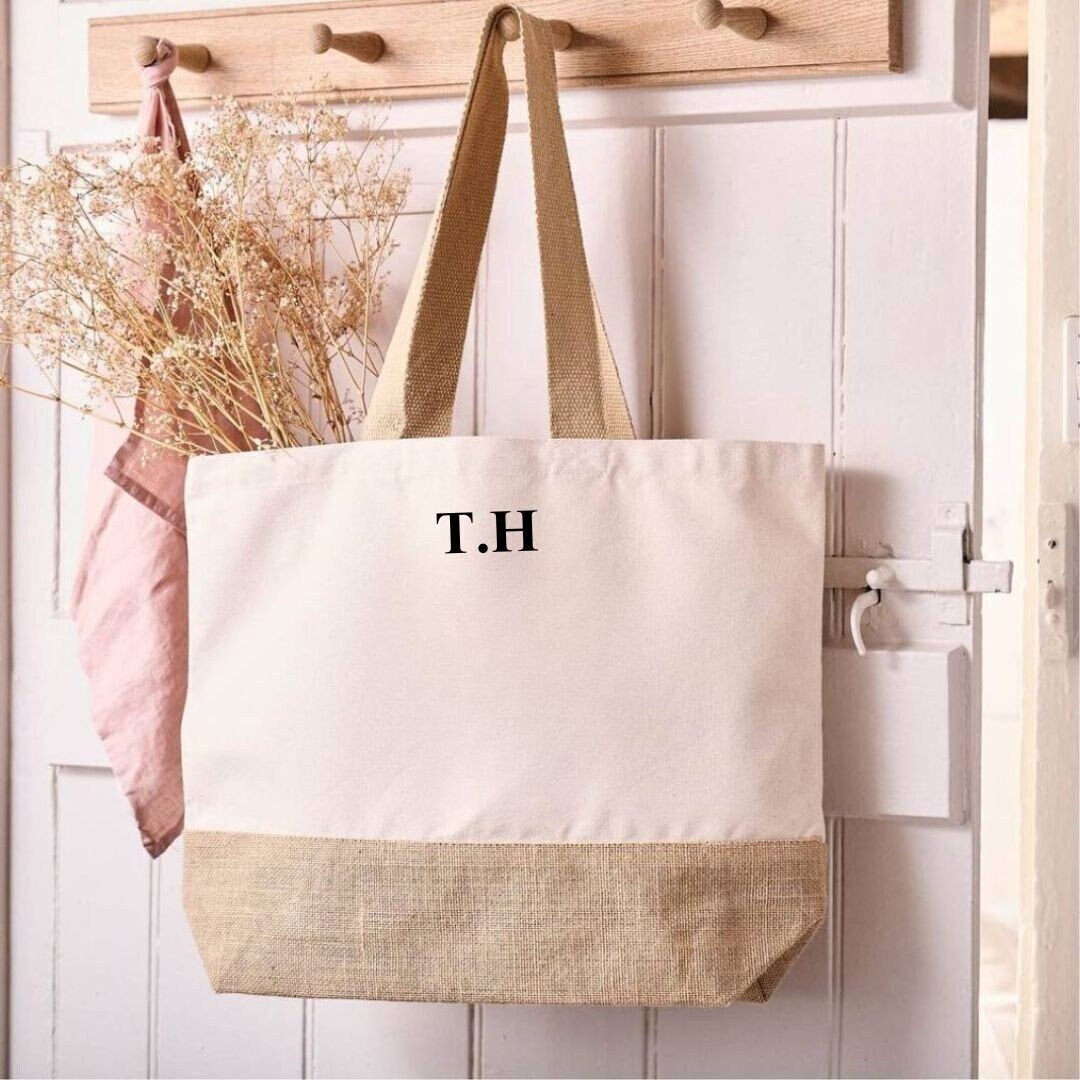 Personalised Monogram Canvas Tote Bag ,personalised Beach Bag, Large ...