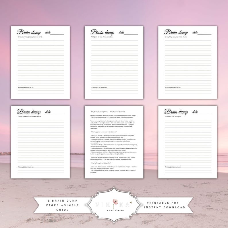 Brain Dump Printable Pages | Mental Clarity Worksheets + Bonus ...