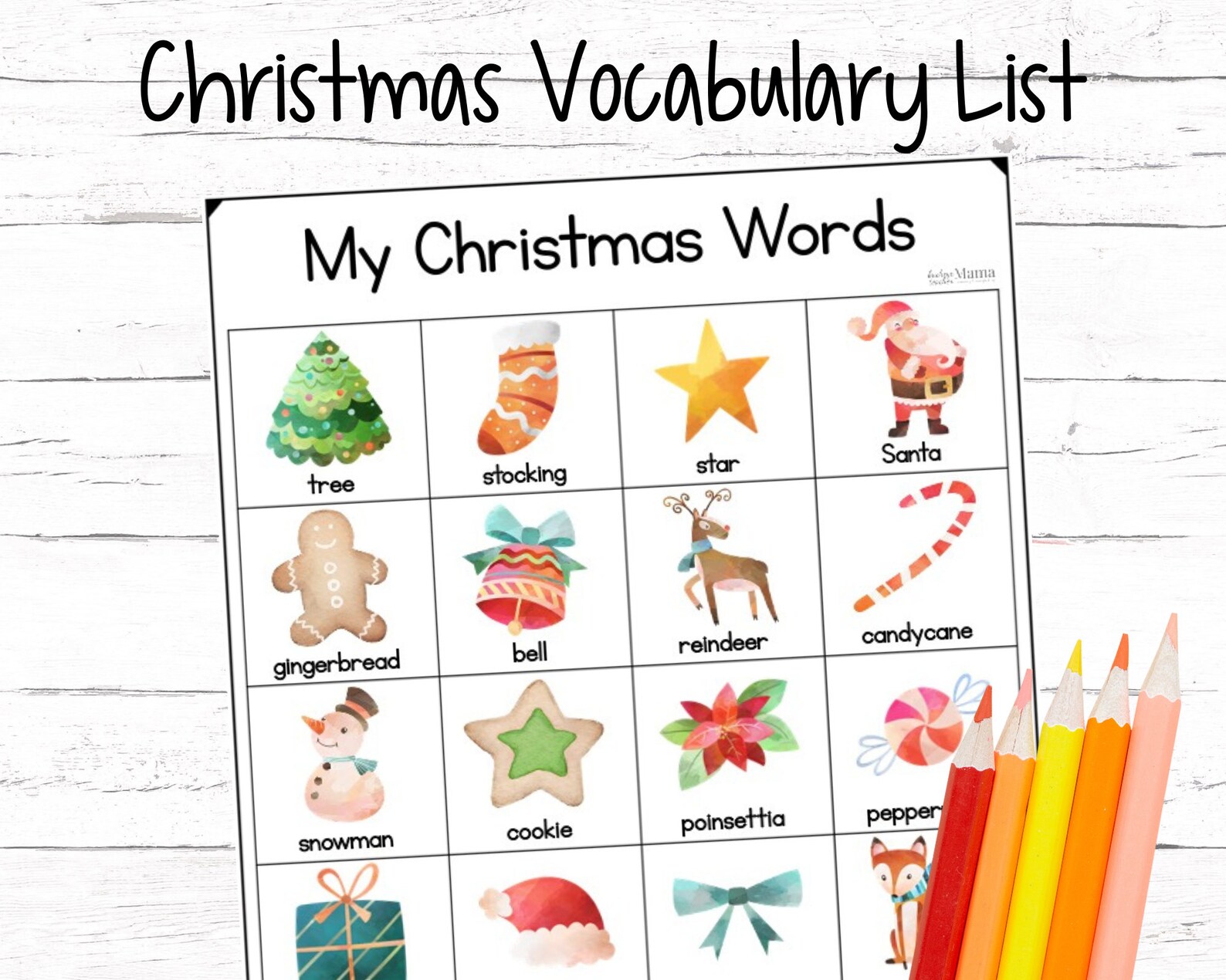 Christmas Flash Cards Flashcards for Preschool Word Wall - Etsy