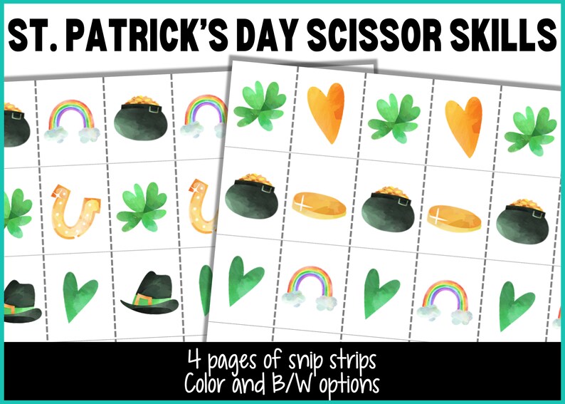 St. Patrick's Day Cutting and Tracing Pages for Preschool, Printable ...
