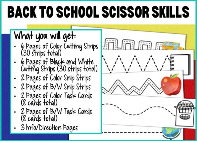 Back to School Cutting and Tracing Pages for Preschool, Printable ...