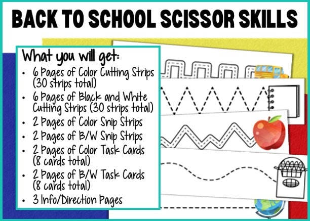 Back to School Cutting and Tracing Pages for Preschool, Printable ...