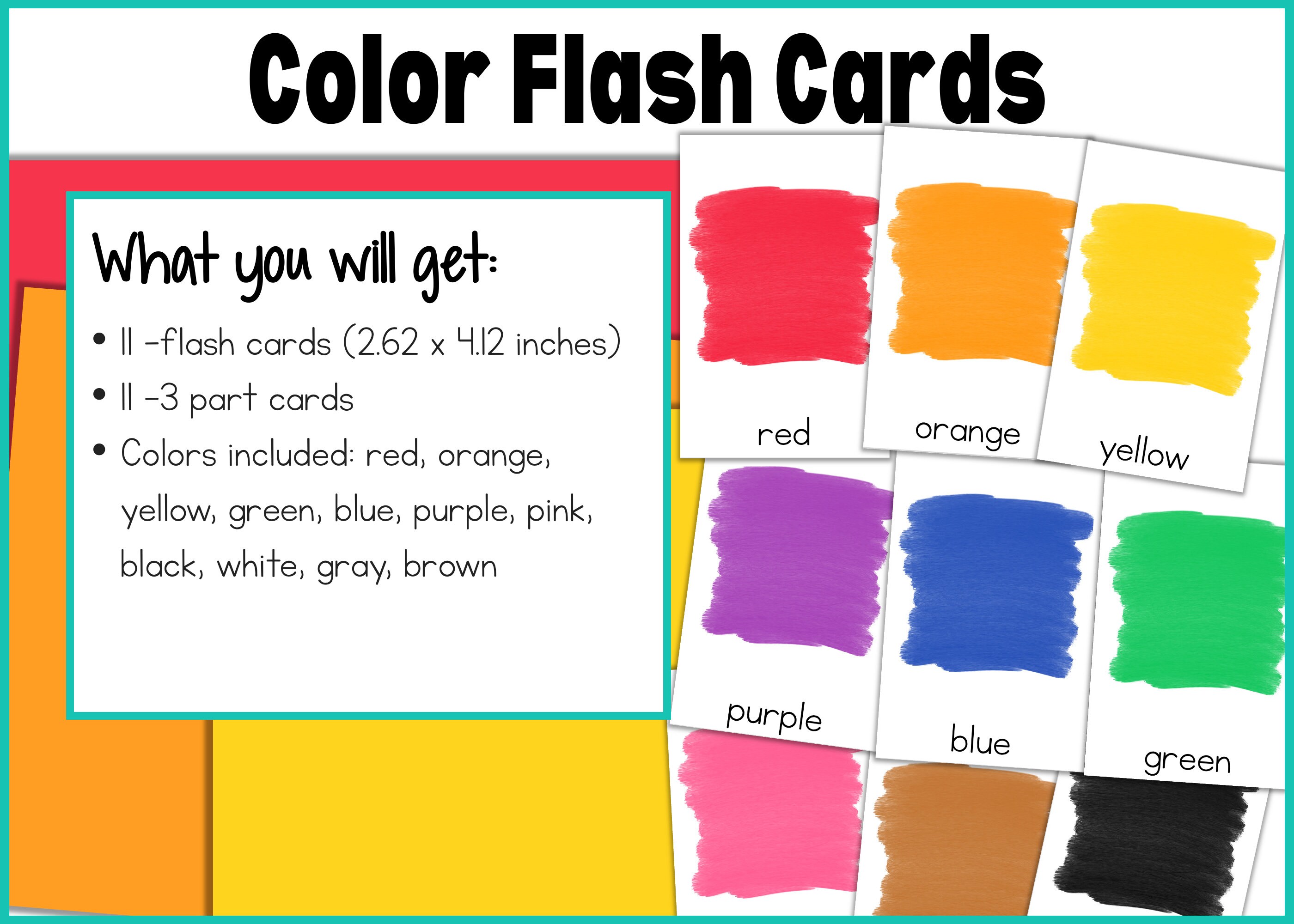 Color Flashcards for Preschool, Printable Shape Flashcards for Toddlers ...