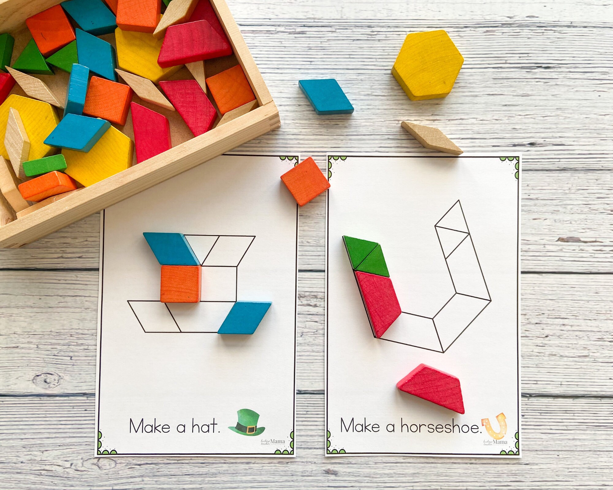 St. Patrick's Day Pattern Block Mats Fine Motor Activity and Practice ...