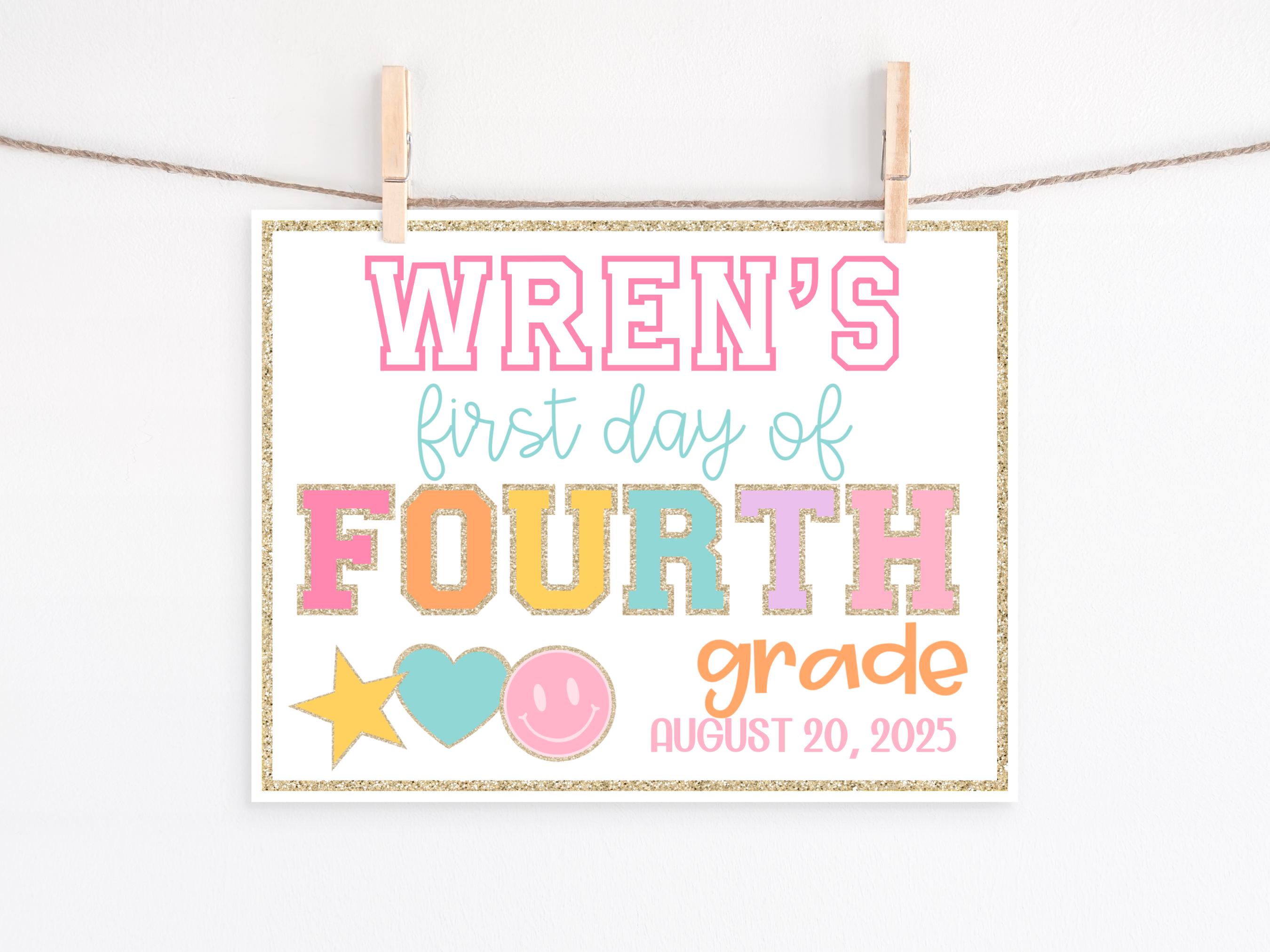 Editable First Day of Fourth Grade Sign, First Day of School Printable ...