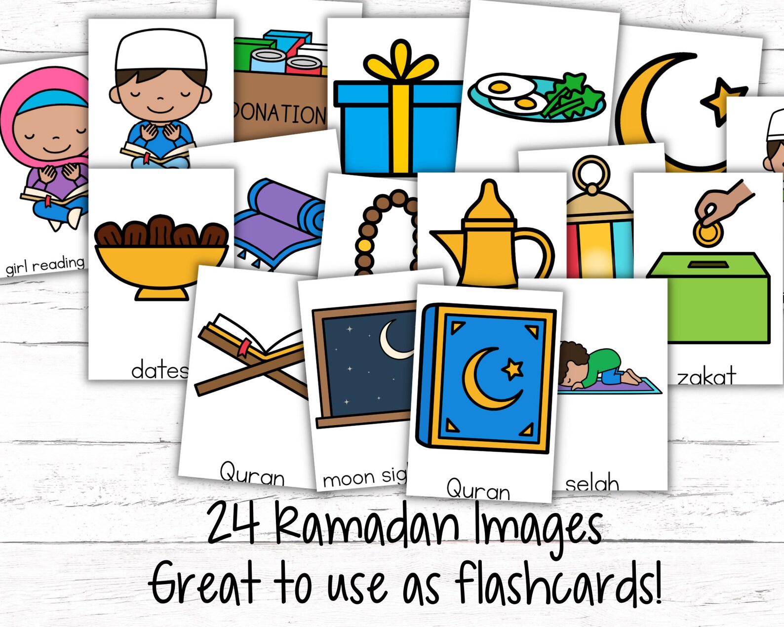 Ramadan Flashcards for Preschool, Printable Flashcards for Toddlers and ...