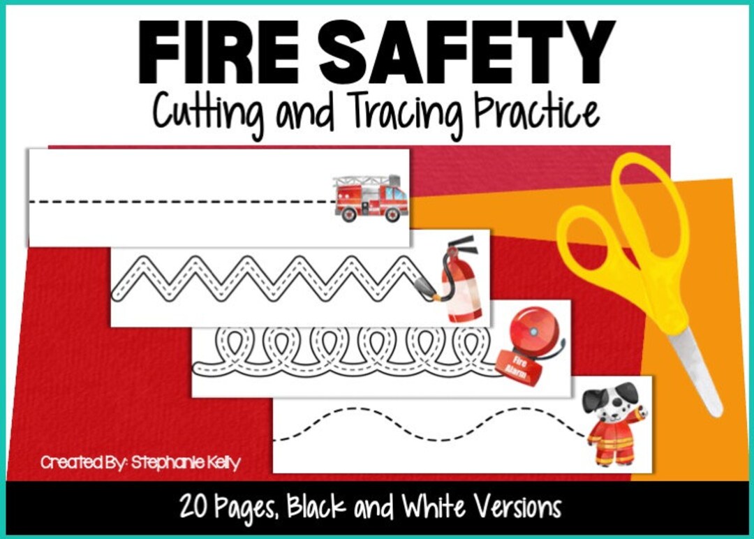 Fire Safety Cutting and Tracing Pages for Preschool, Fire Safety ...
