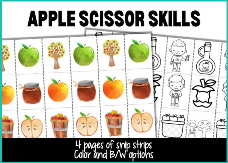 Apple Cutting and Tracing Pages for Preschool, Apple Cutting Practice ...