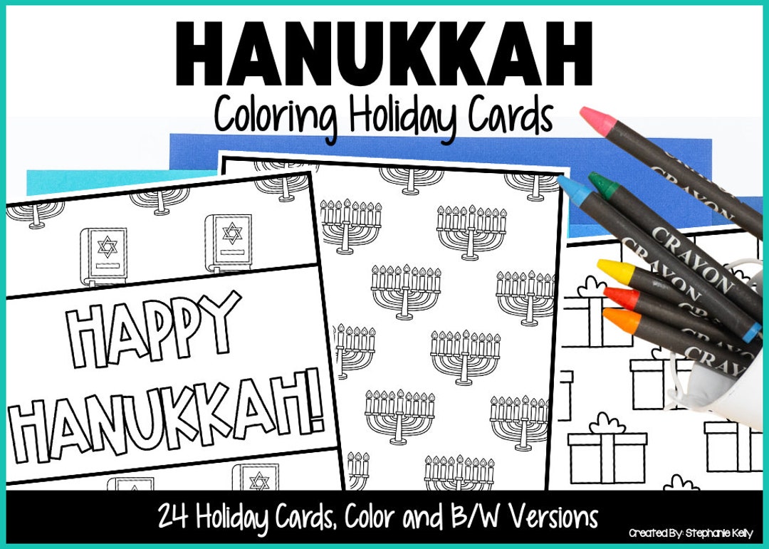 Hanukkah Coloring Cards, Kids Hanukkah Coloring Pages, Hanukkah ...