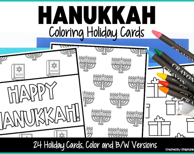 Hanukkah Cards to Color. 3 Coloring Pages of Happy Hanukkah Card. Cute ...