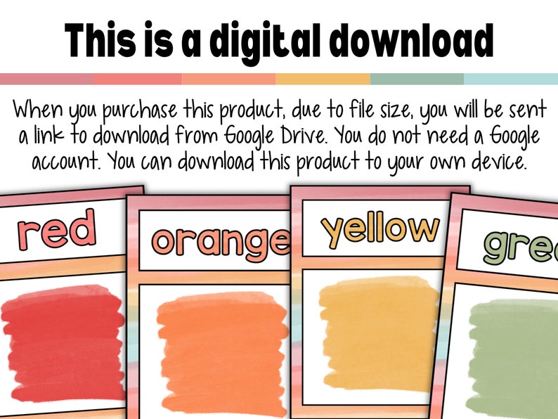 Printable Color Posters Classroom Decor, Boho, Watercolor - Etsy