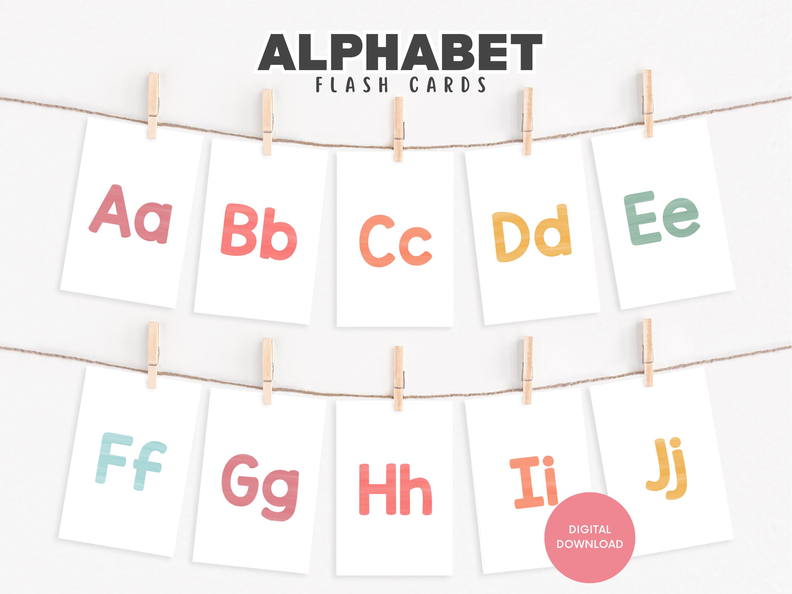 ABC Flash Cards Printable PDF, 78 Bright Boho Alphabet Cards, Uppercase ...