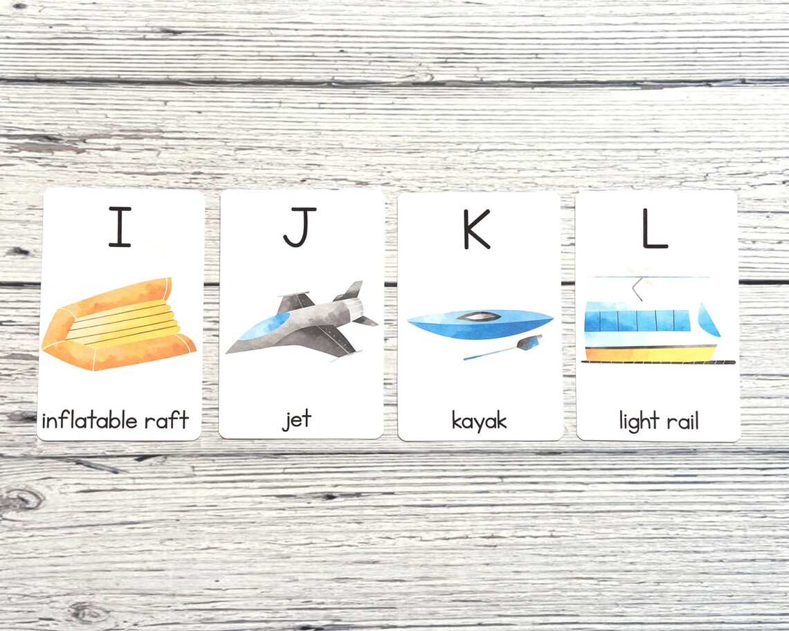 ABC Transportation Flash Cards Vehicle Flashcards Alphabet - Etsy