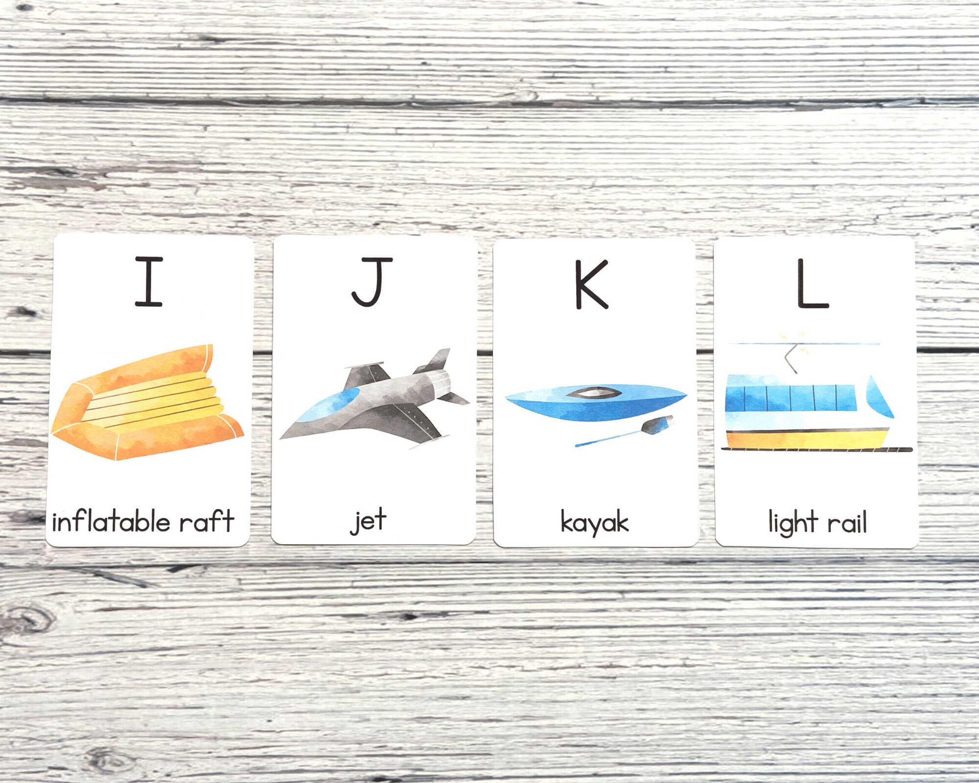 ABC Transportation Flash Cards, Vehicle Flashcards, Alphabet Vehicle ...