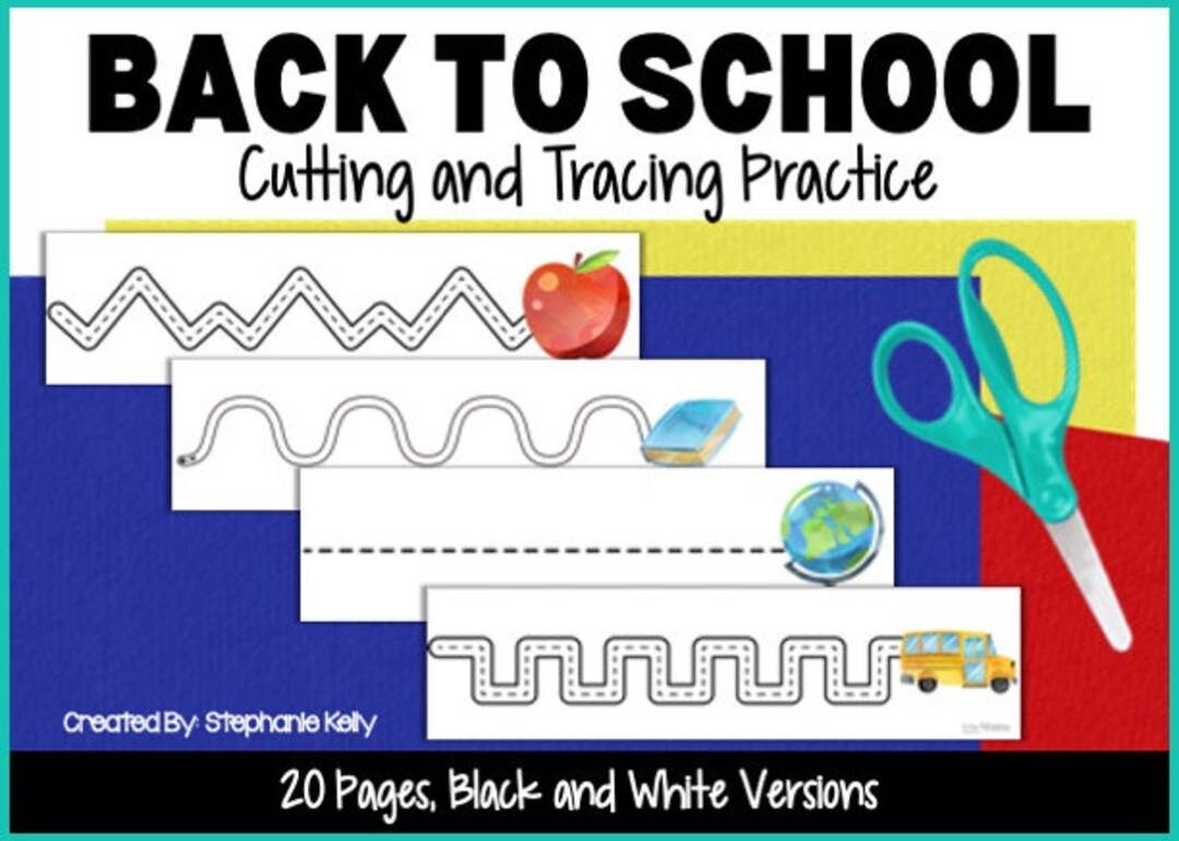 Back to School Cutting and Tracing Pages for Preschool, Printable ...