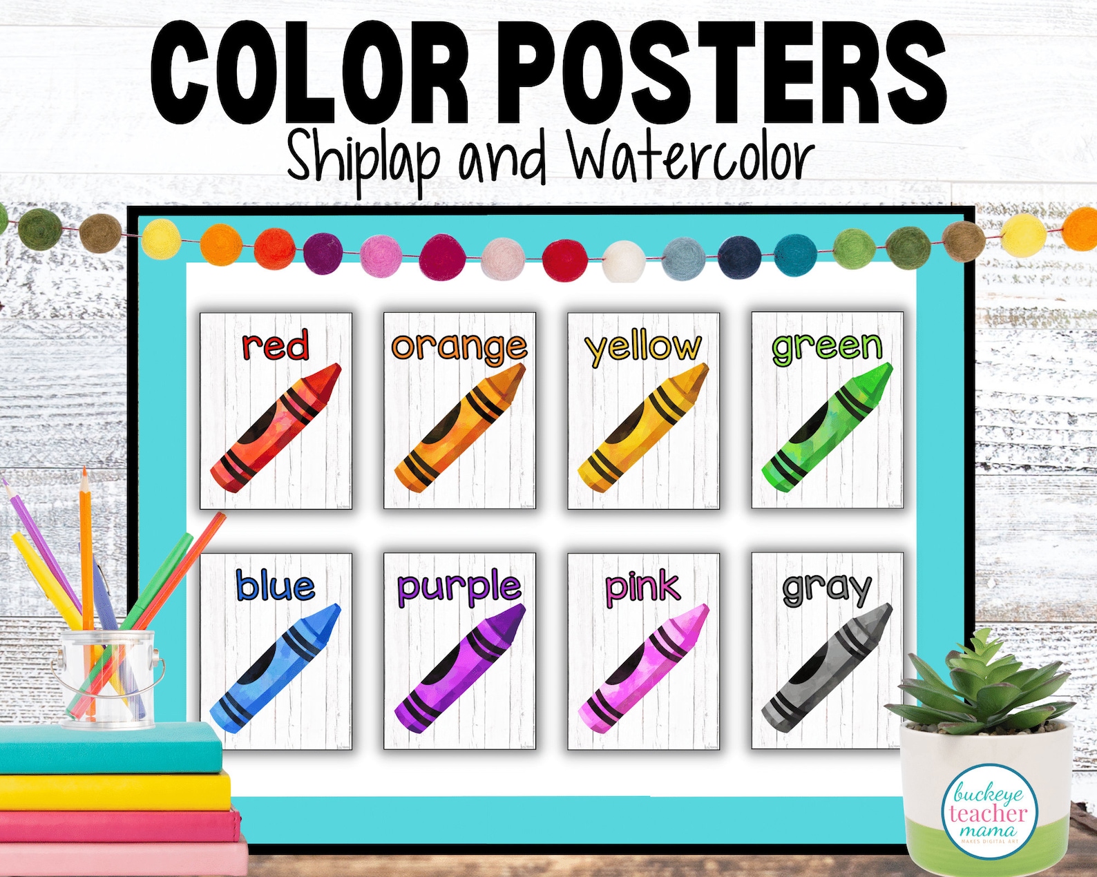 Printable Colors Posters Classroom Decor Shiplap Watercolor - Etsy