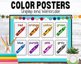 Printable Shape Posters Classroom Decor, Shiplap, Watercolor, 2D Shapes ...