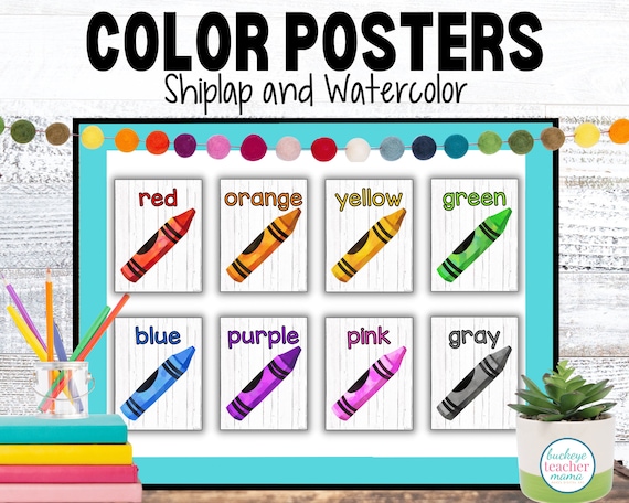 Printable Colors Posters Classroom Decor Shiplap Watercolor - Etsy