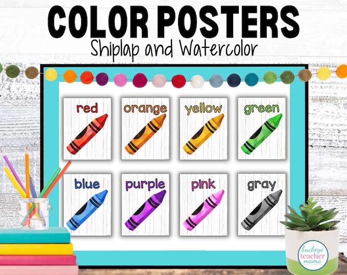 Printable Colors Posters Classroom Decor Shiplap Watercolor - Etsy