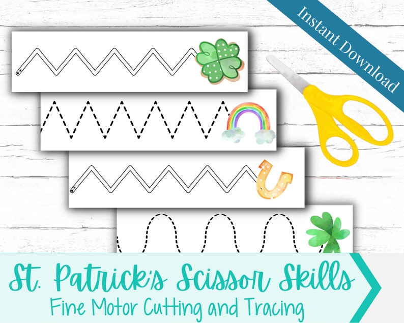 St. Patrick's Day Cutting and Tracing Pages for Preschool - Etsy