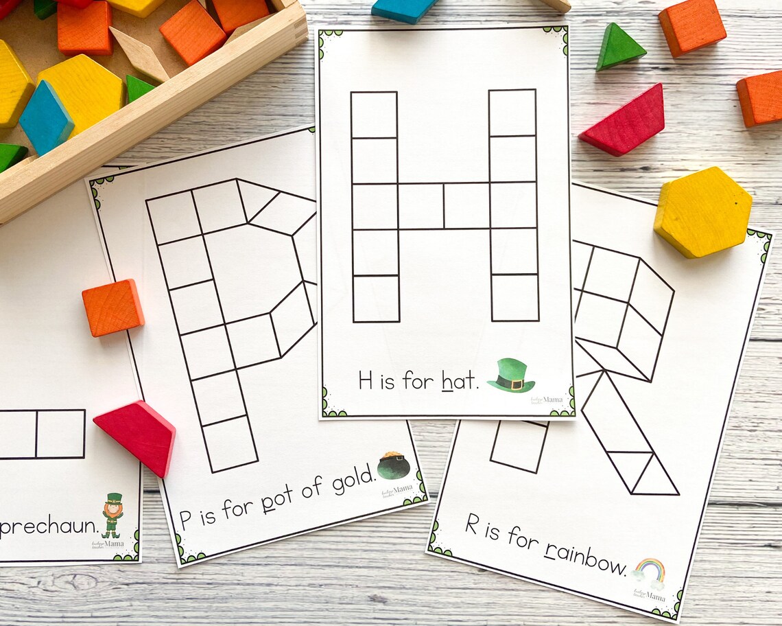 St. Patrick's Day Pattern Block Mats Fine Motor Activity - Etsy